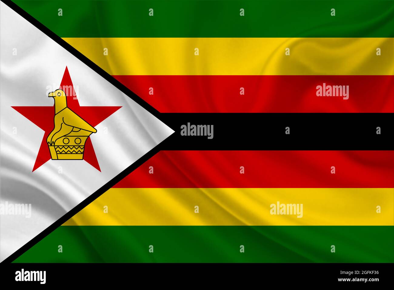 3D Flag of Zimbabwe on a wrinkled fabric Stock Photo - Alamy