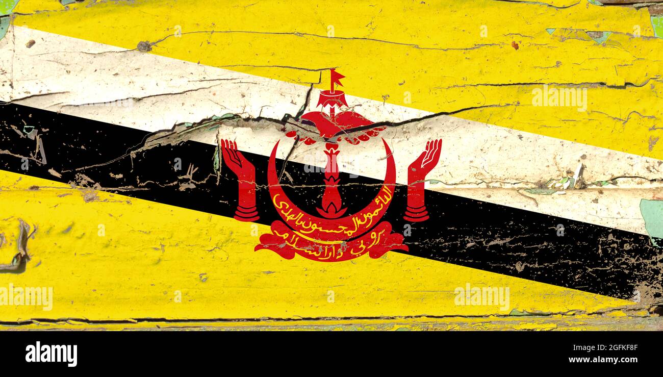 3D Flag of Brunei on a old wood wall background Stock Photo - Alamy