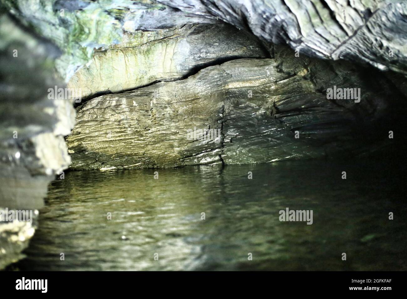 Water level inside Bjorkliden Cave in Swedish Lapland Stock Photo - Alamy