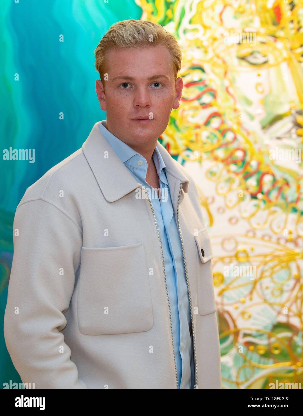 Munich, Germany. 26th Aug, 2021. The artist Leon Löwentraut stands at a ...
