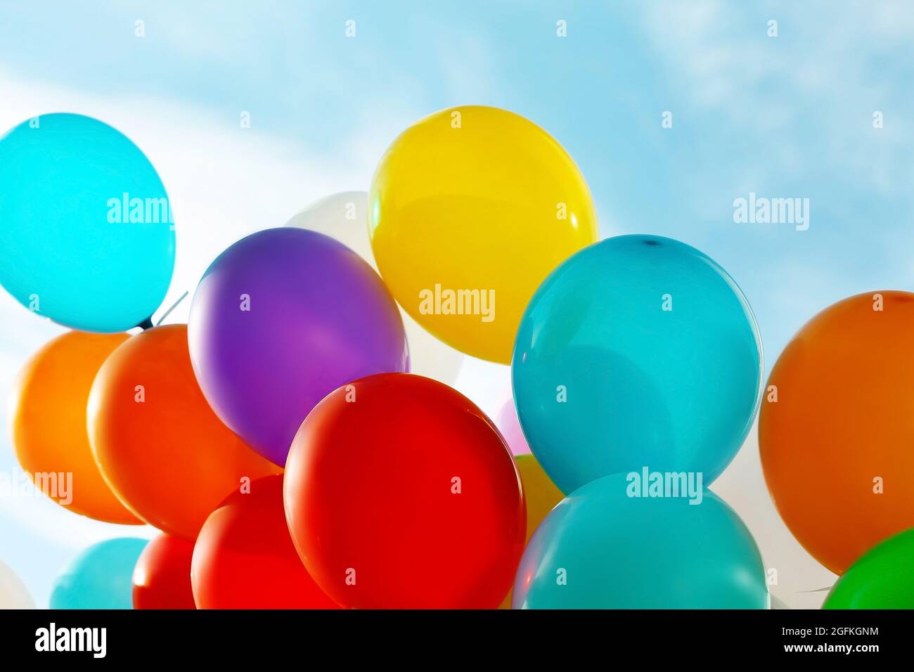 Colorful birthday balloons, closeup Stock Photo - Alamy