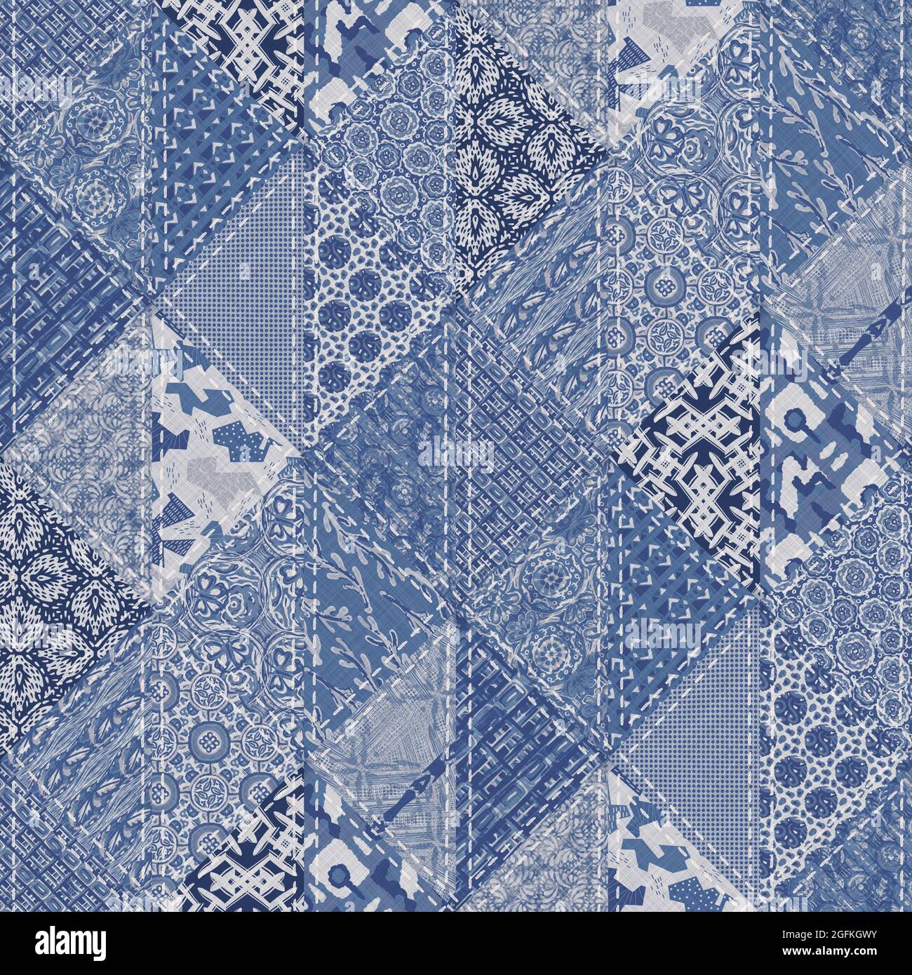 Denim western blue patchwork triangle woven texture. Indigo vintage ...