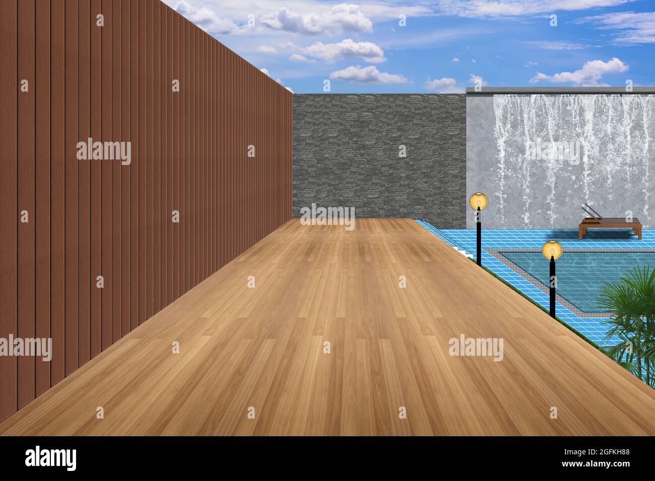 The modern courtyard. 3D design concept Stock Photo - Alamy