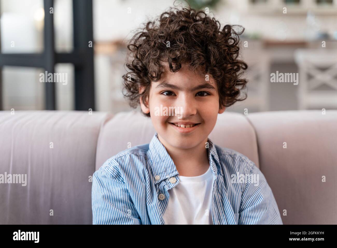 little kid studying on his laptop. Concept about childhood and ...