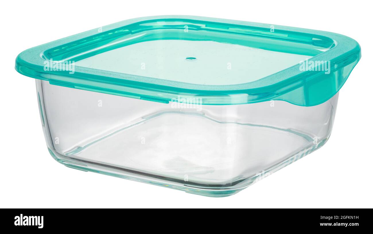 Close up of glass food containers isolated on white background Stock ...