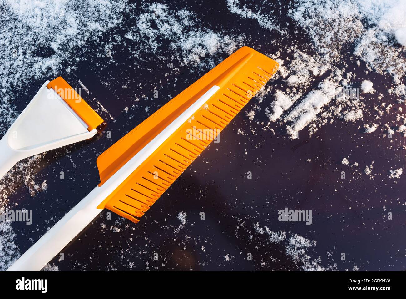 Modern rubber brush and scraper for cleaning snow from a car Stock ...
