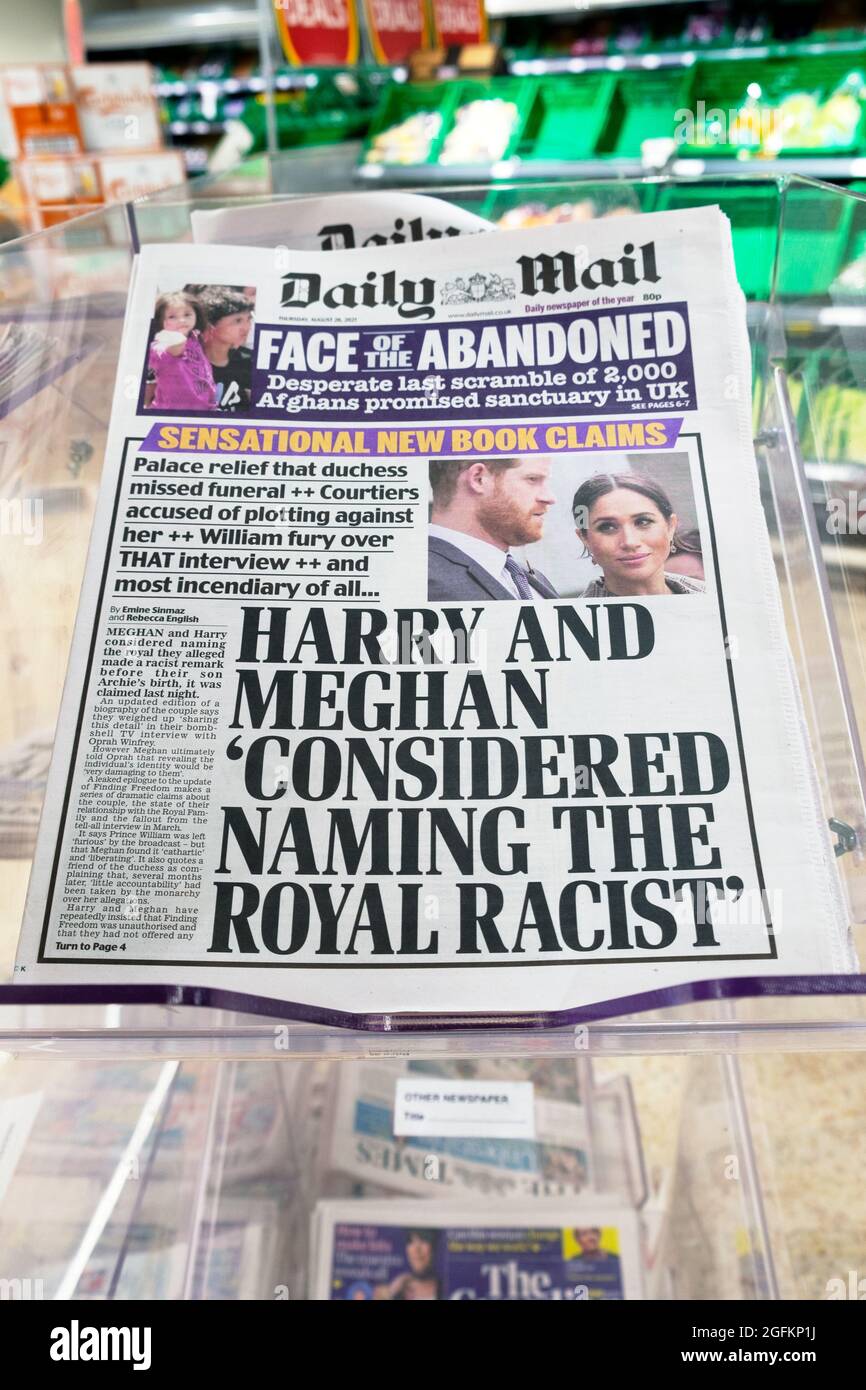 Daily Mail front page Royals newspaper headline "Harry and Meghan ...