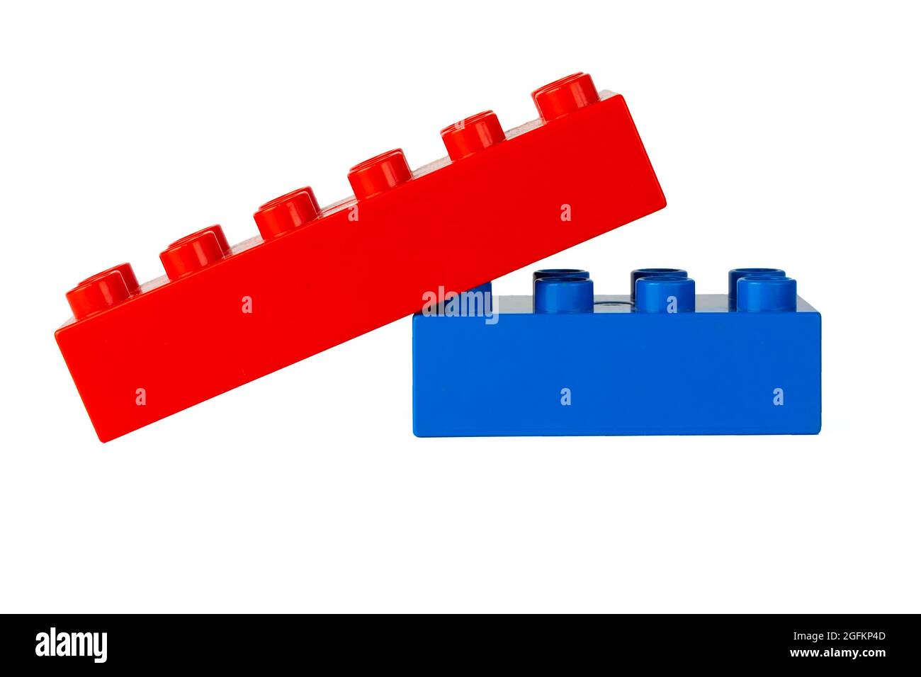 Children's constructor on a white background. Plastic constructor ...