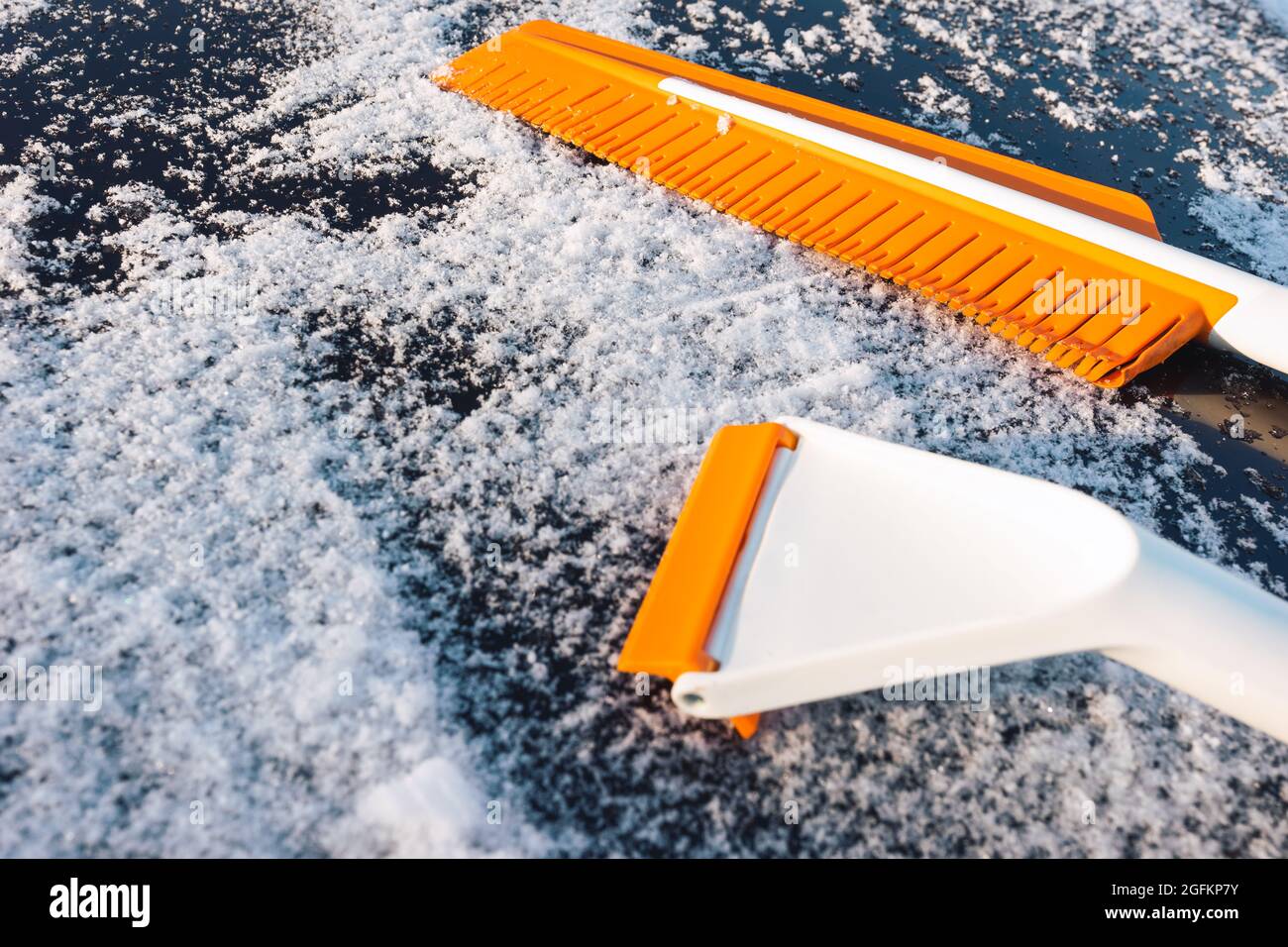Modern rubber brush and scraper for cleaning snow from a car Stock ...
