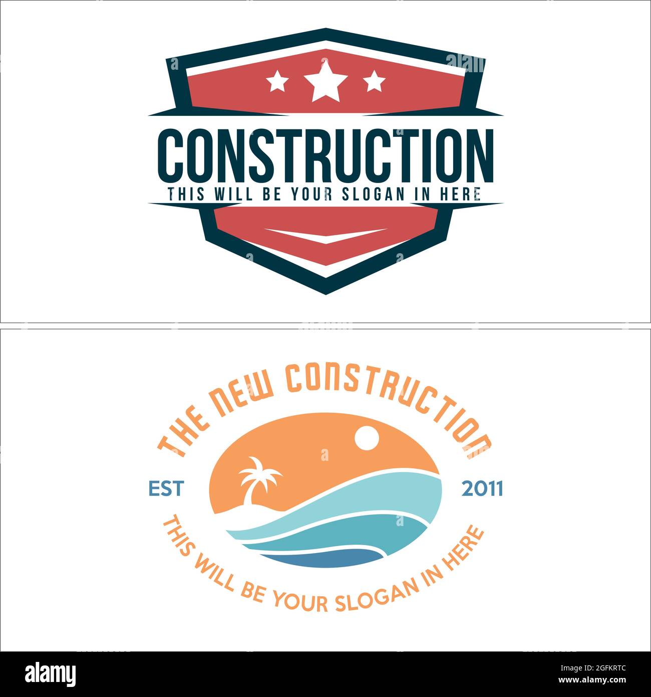 construction business beach recreation logo design Stock Vector Image ...