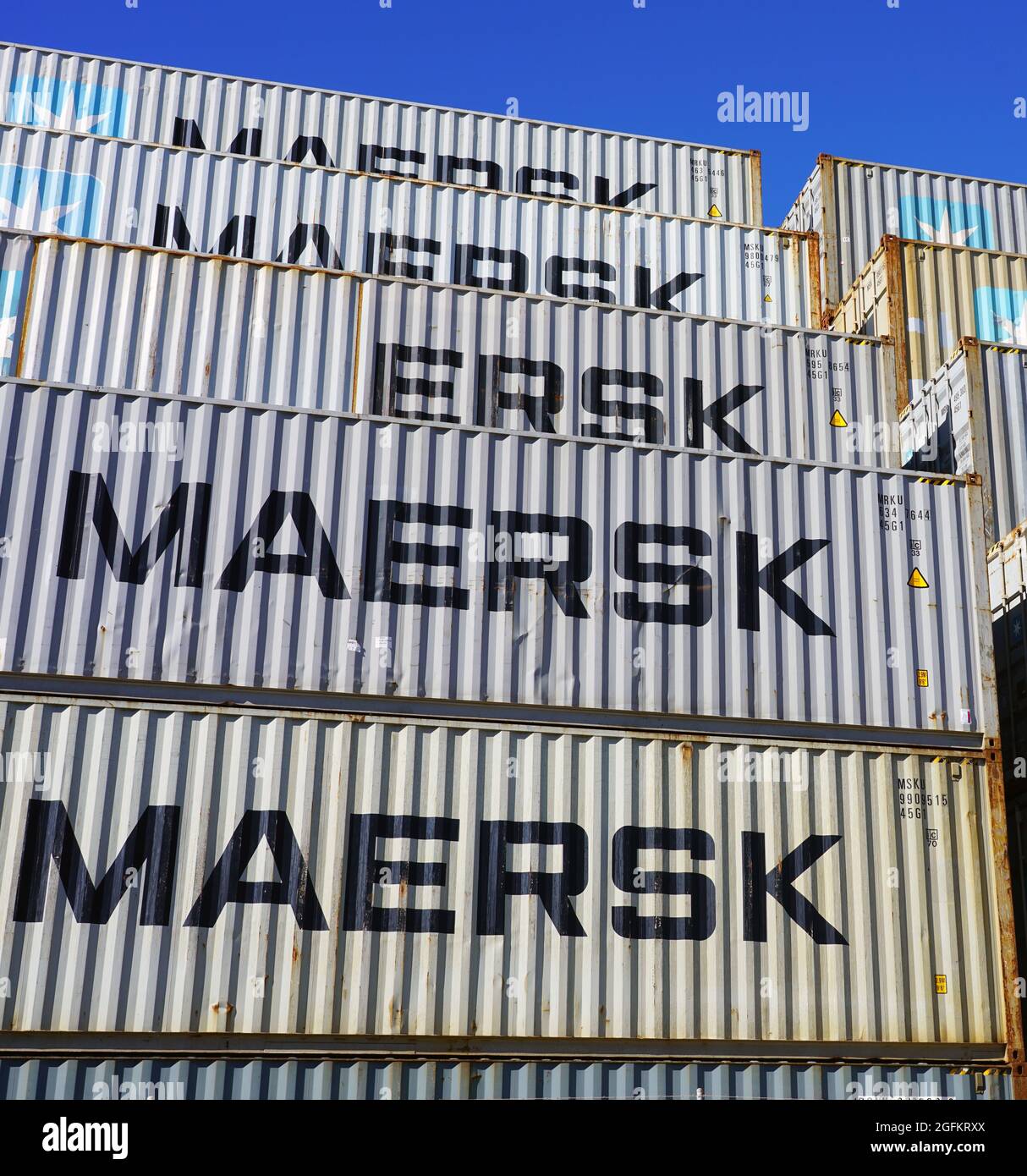 FREMANTLE, AUSTRALIA -3 JUL 2019- View of shipping containers from ...