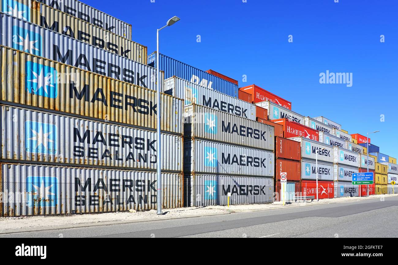 FREMANTLE, AUSTRALIA -3 JUL 2019- View of shipping containers from ...