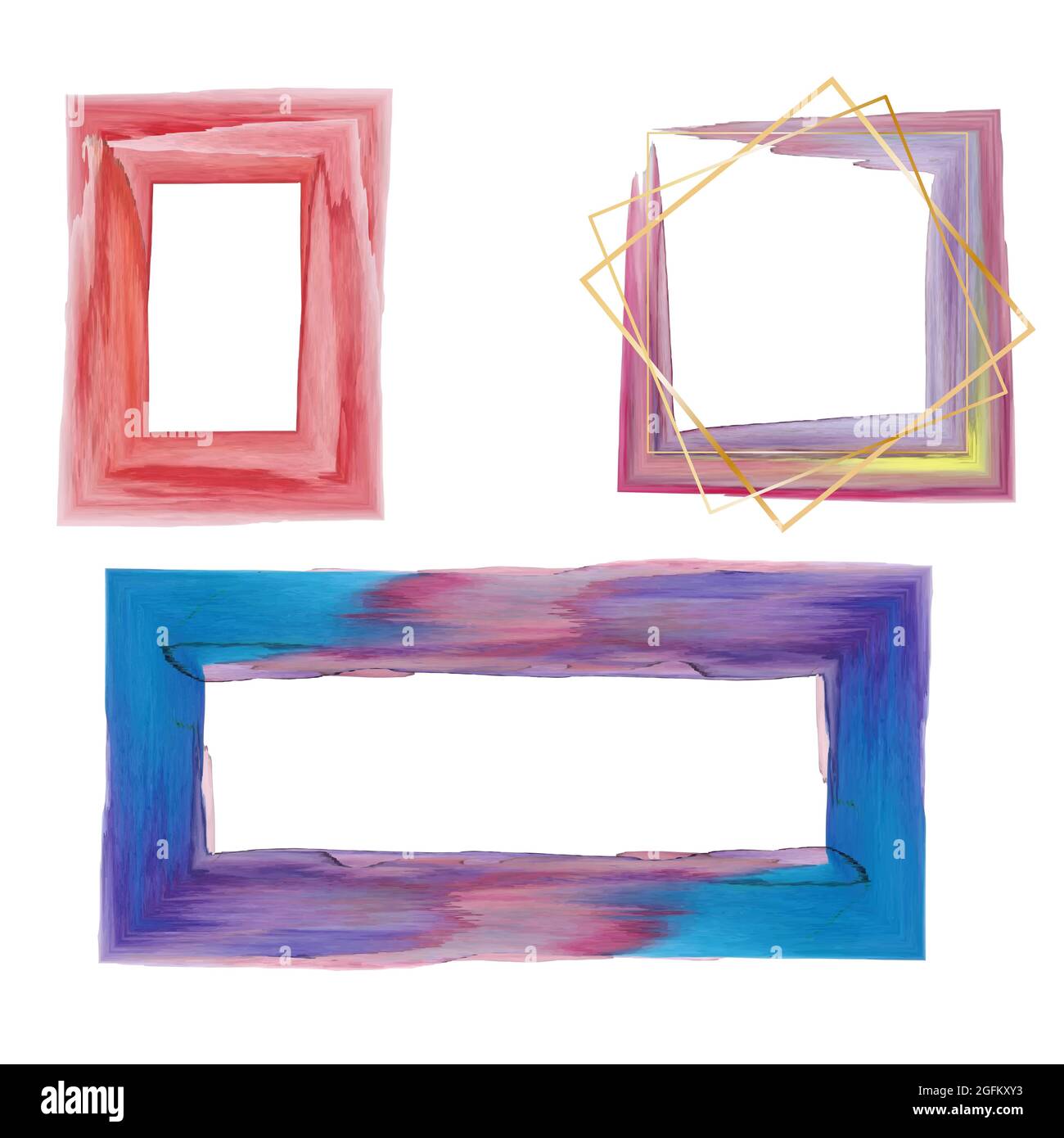 Three colored frames template. Watercolor brush stroke Stock Vector ...
