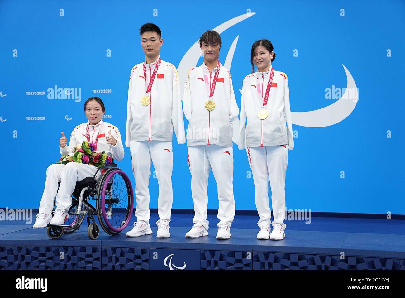 (210826) -- TOKYO, Aug. 26, 2021 (Xinhua) -- Zhang Li, Zheng Tao, Yuan ...