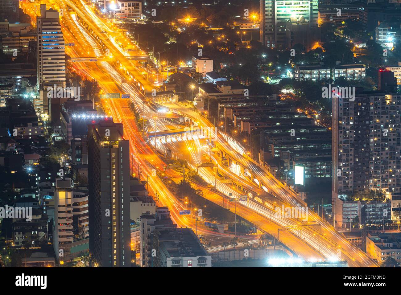 aerial view of highway and tollway car driving fast freeway ...