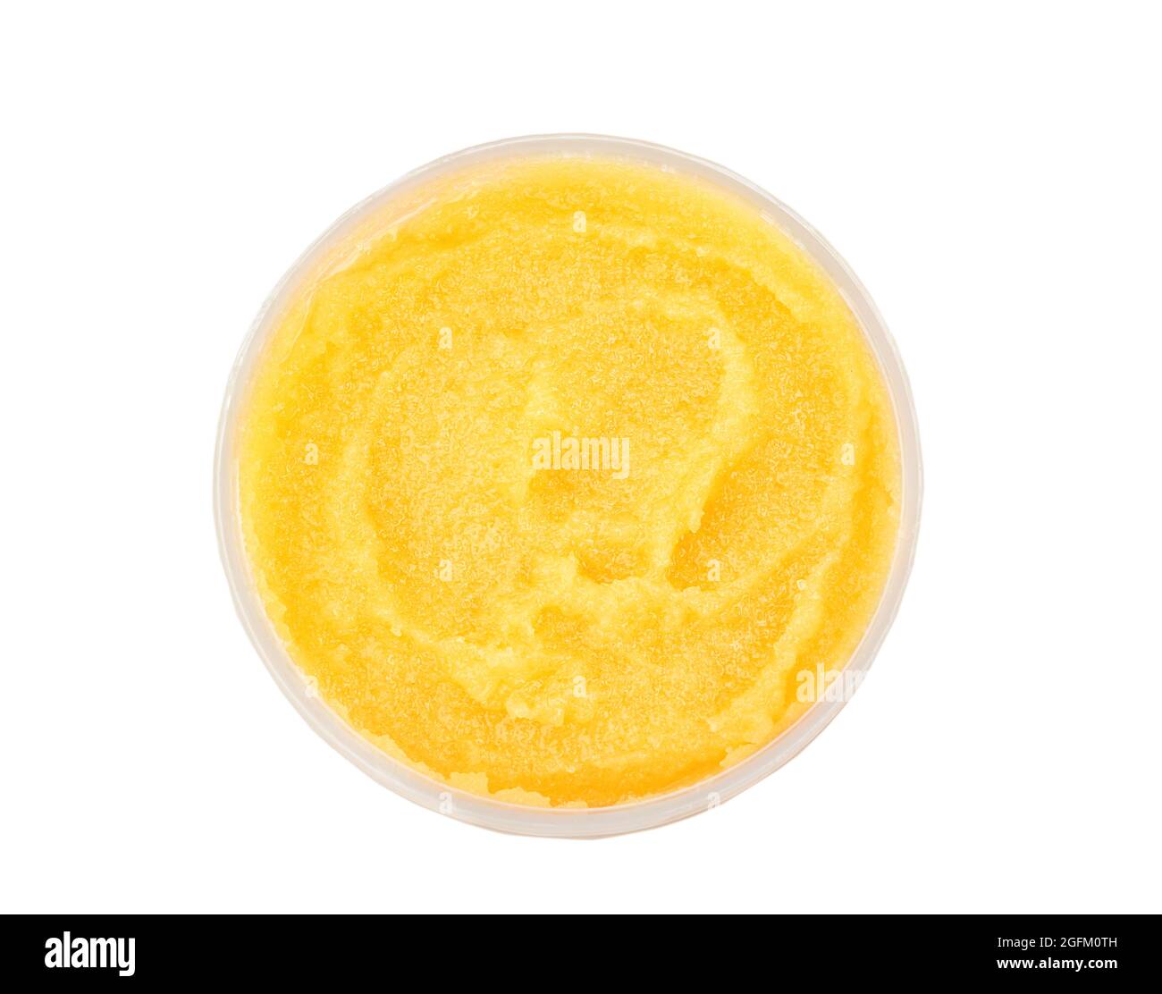 Natural scrub in container on white background Stock Photo - Alamy