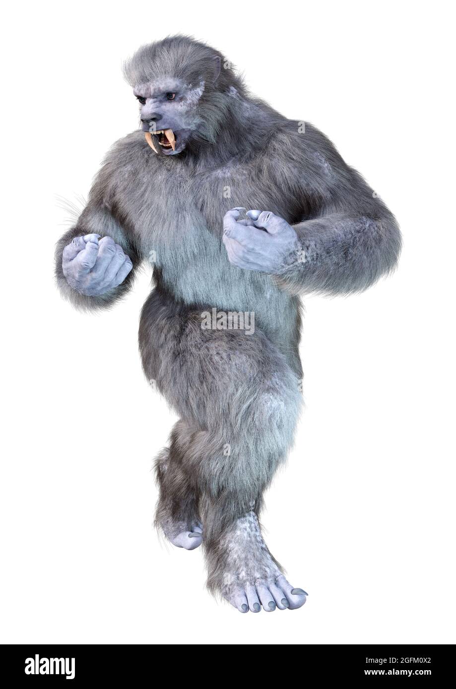 3D rendering of a snow beast creature or a Bigfoot isolated on white ...