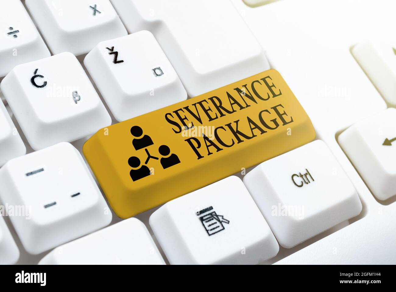Text caption presenting Severance Package. Business idea pay and ...