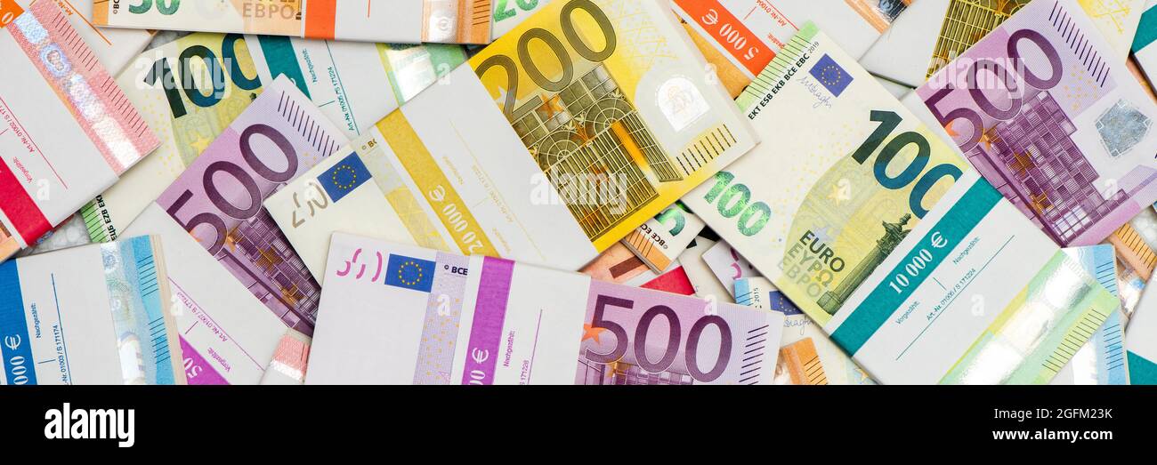 bundles of Euro currency banknotes Stock Photo - Alamy