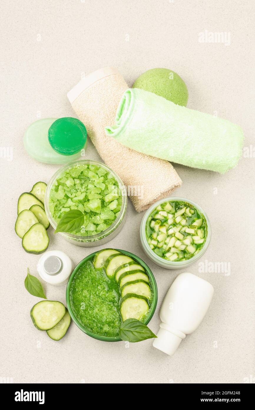 Homemade cosmetics with cucumber. Detoxification skin vegetable masks ...