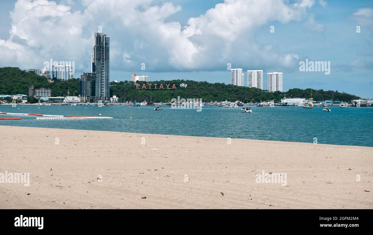 Shoreline Gulf of Thailand Beach Road Pattaya Thailand during Lockdown ...