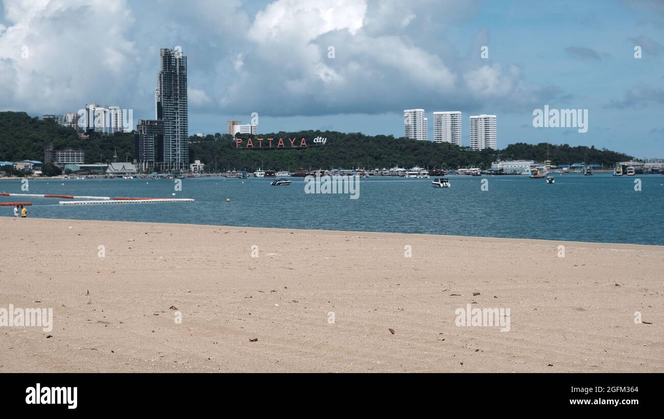 Shoreline Gulf of Thailand Beach Road Pattaya Thailand during Lockdown ...