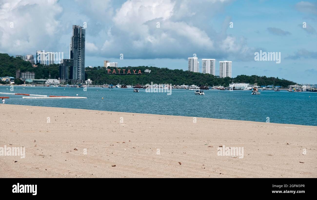 Shoreline Gulf of Thailand Beach Road Pattaya Thailand during Lockdown ...