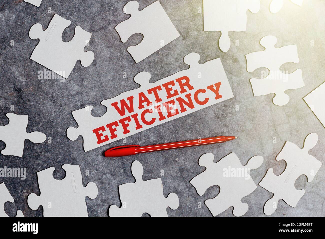 Text caption presenting Water Efficiency. Word Written on reduce water ...