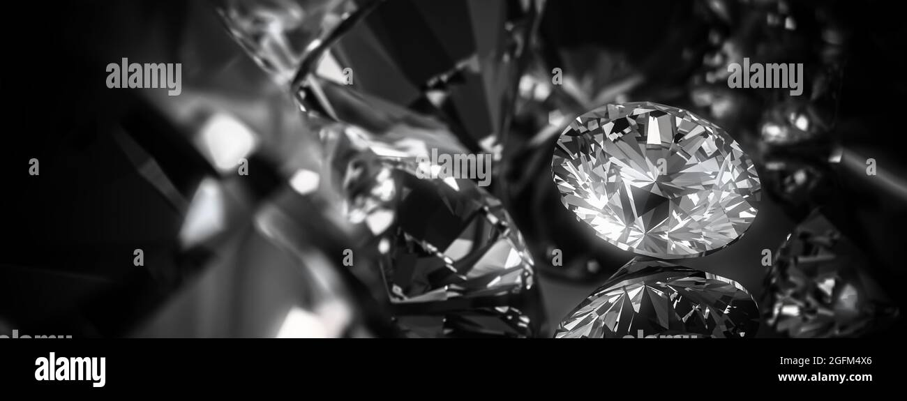 Beautiful 3D Rendered Shiny Diamond in Brilliant Cut on Black ...