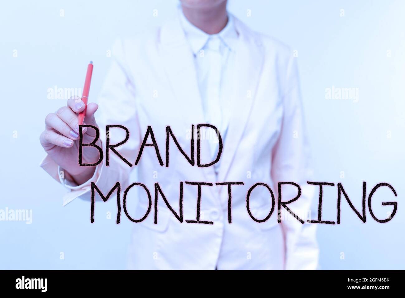 Hand writing sign Brand Monitoring. Business idea process to ...