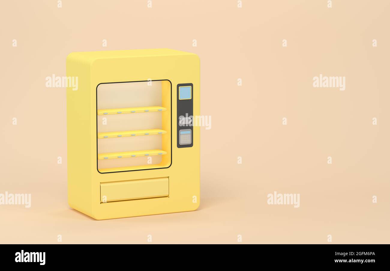 Empty vending machine with yellow background, 3d rendering. Computer digital drawing Stock Photo ...