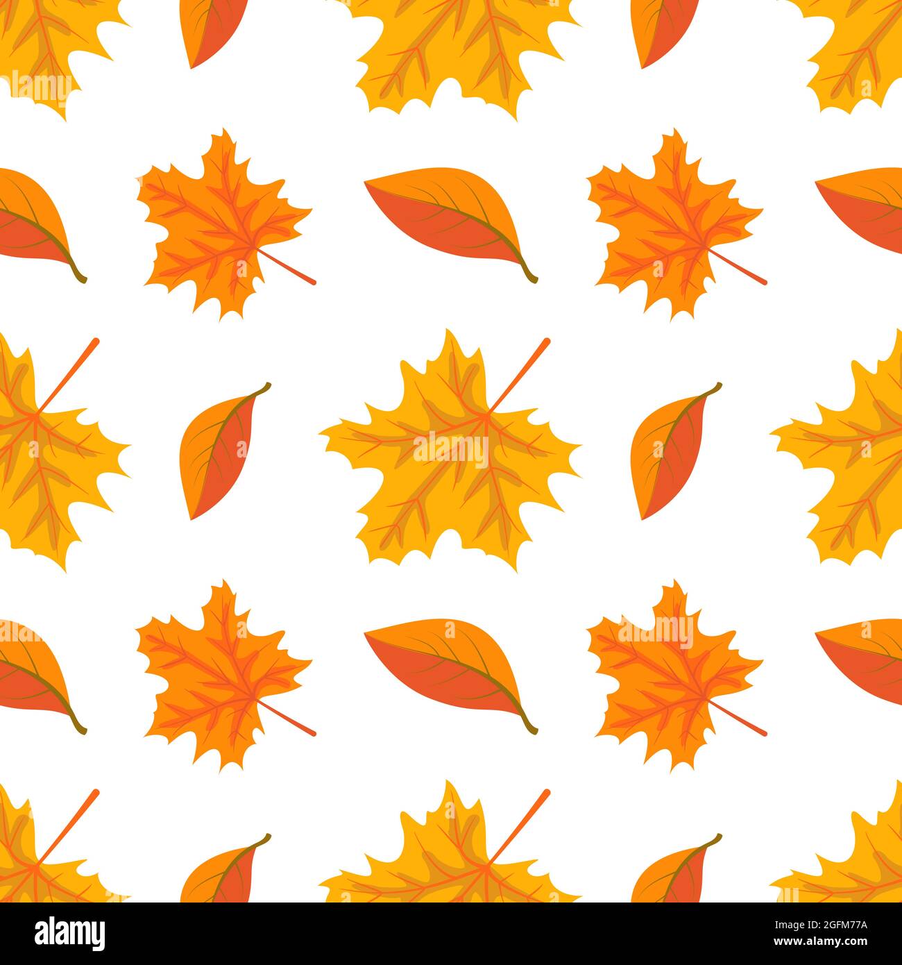 Autumn pattern with orange maple leaves. Bright fall print Stock Vector ...