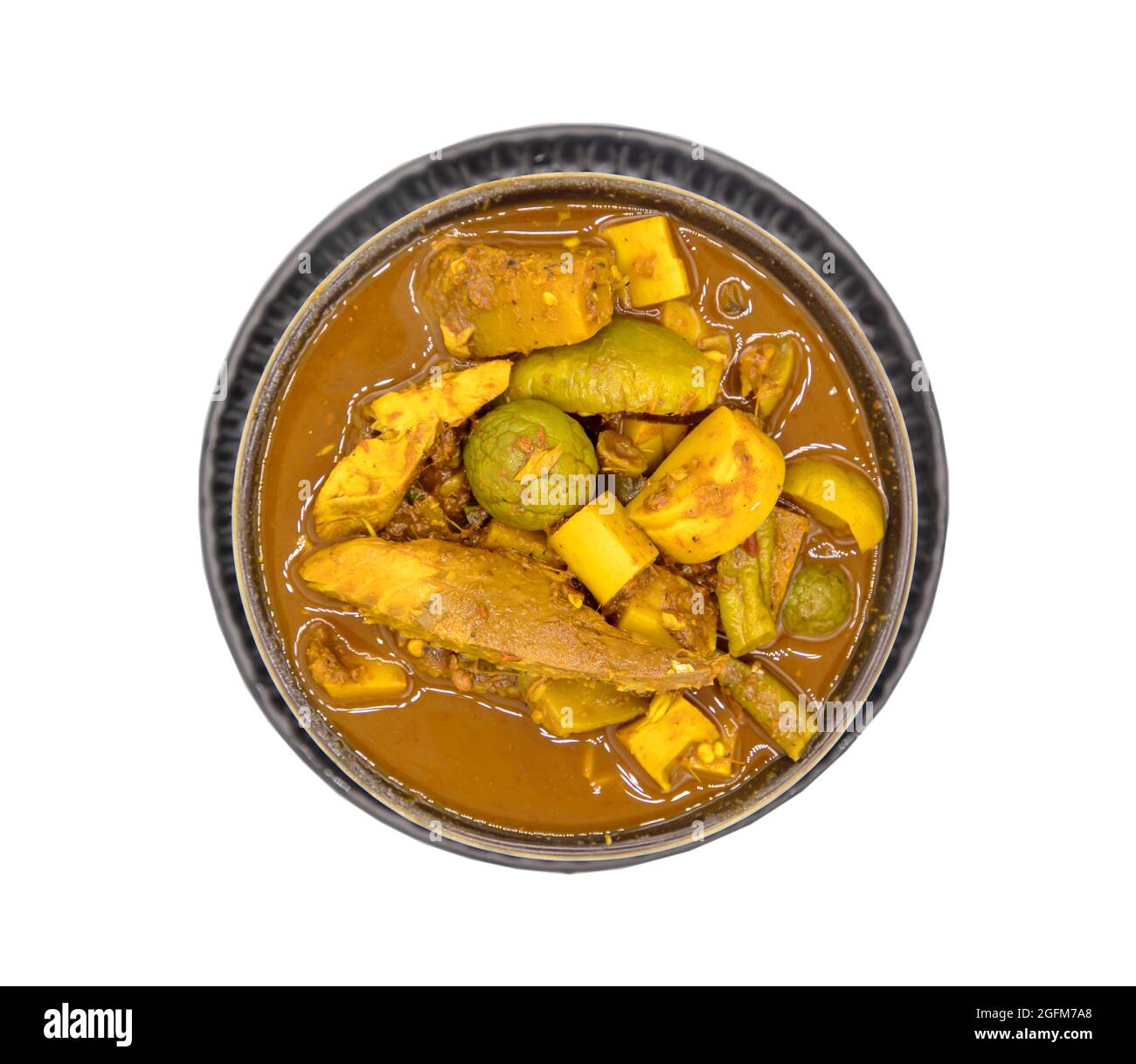Thai fish organs sour soup with bamboo shoots and vegetables (Kang Tai ...