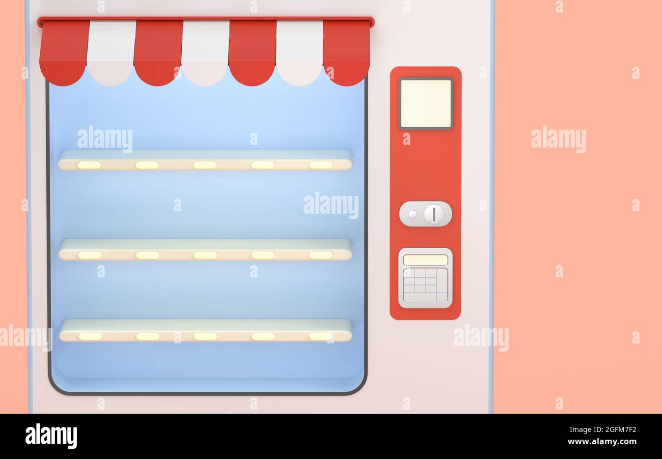 Empty vending machine with pink background, 3d rendering. Computer ...