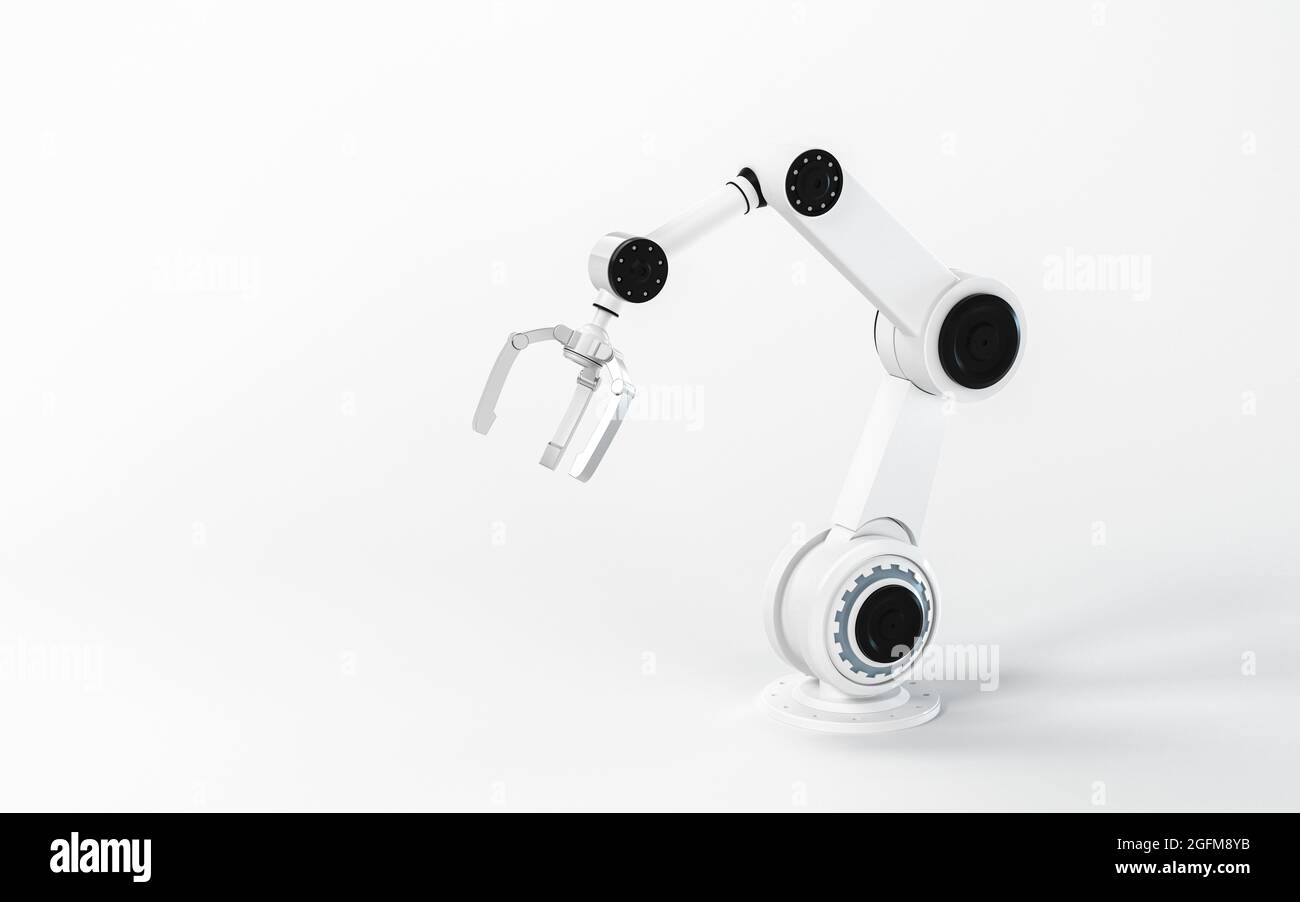 Mechanical arm with white background, 3d rendering. Computer digital ...