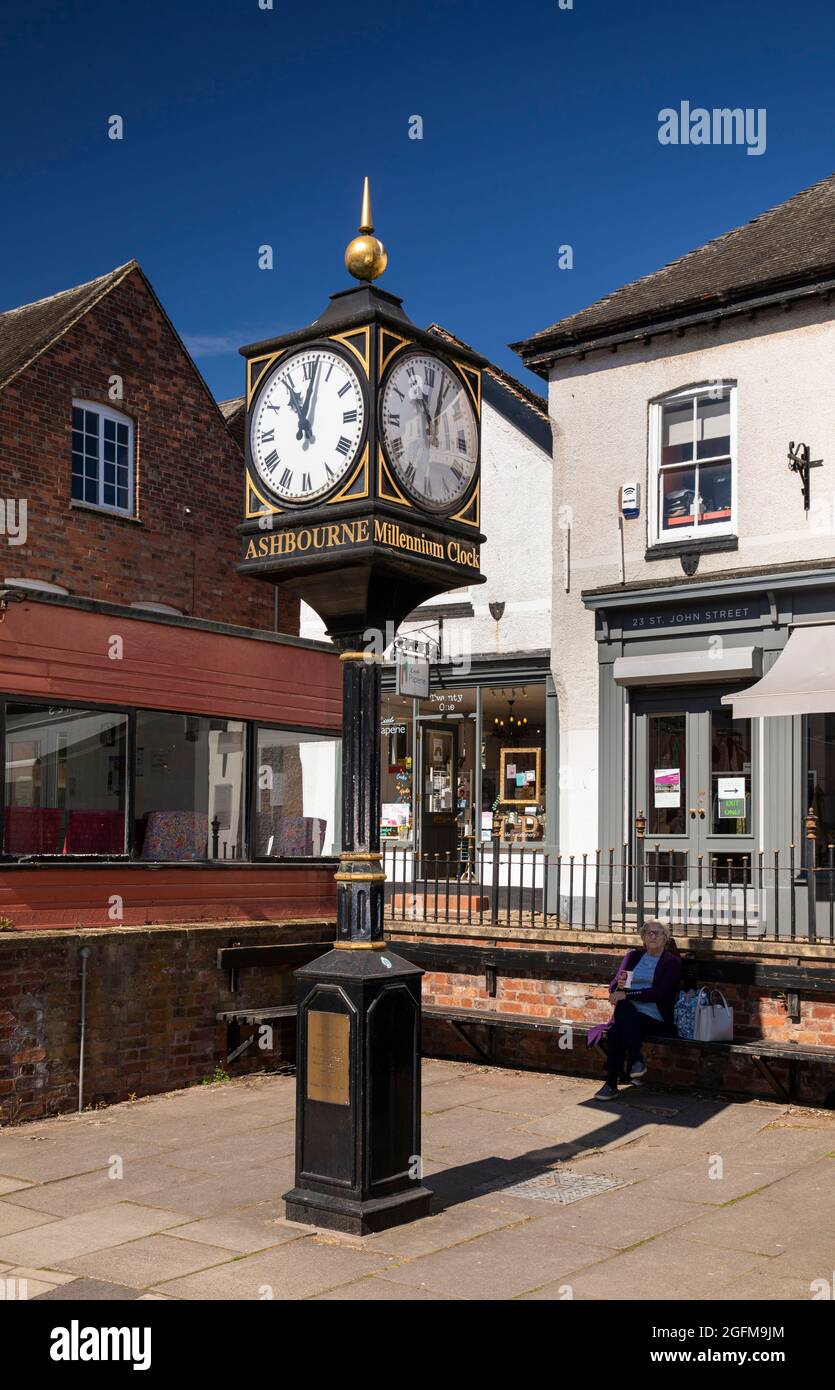 UK, England, Derbyshire, Ashbourne, St John Street, Millennium Clock ...