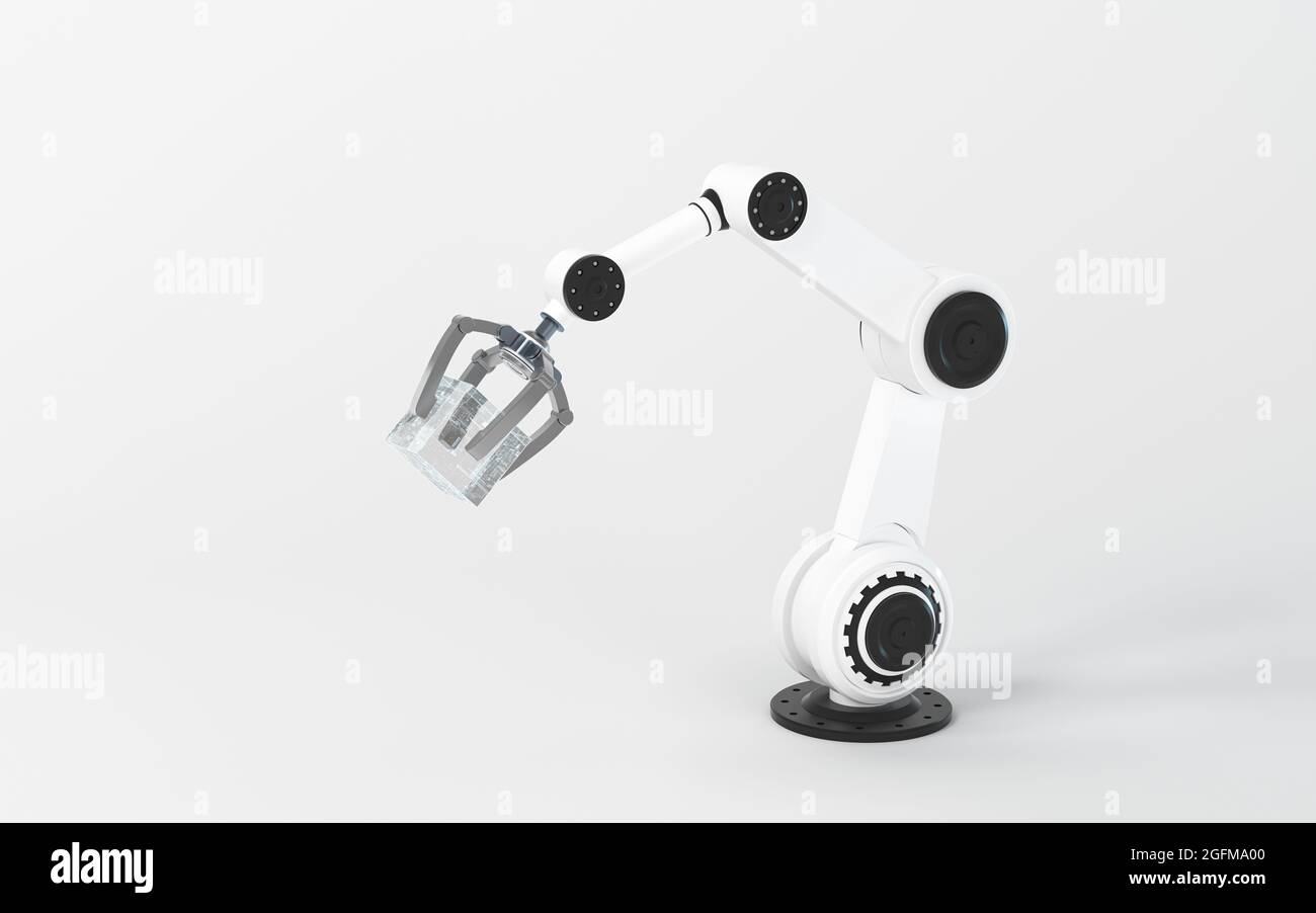 Mechanical arm with white background, 3d rendering. Computer digital ...
