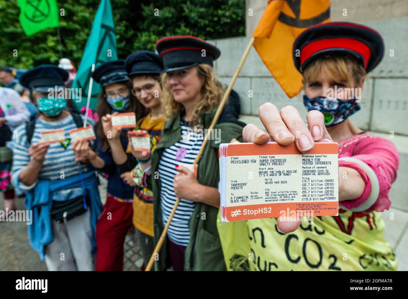 London, UK. 26th Aug, 2021. Boris the Tank Engine Crew want to stop HS2 ...