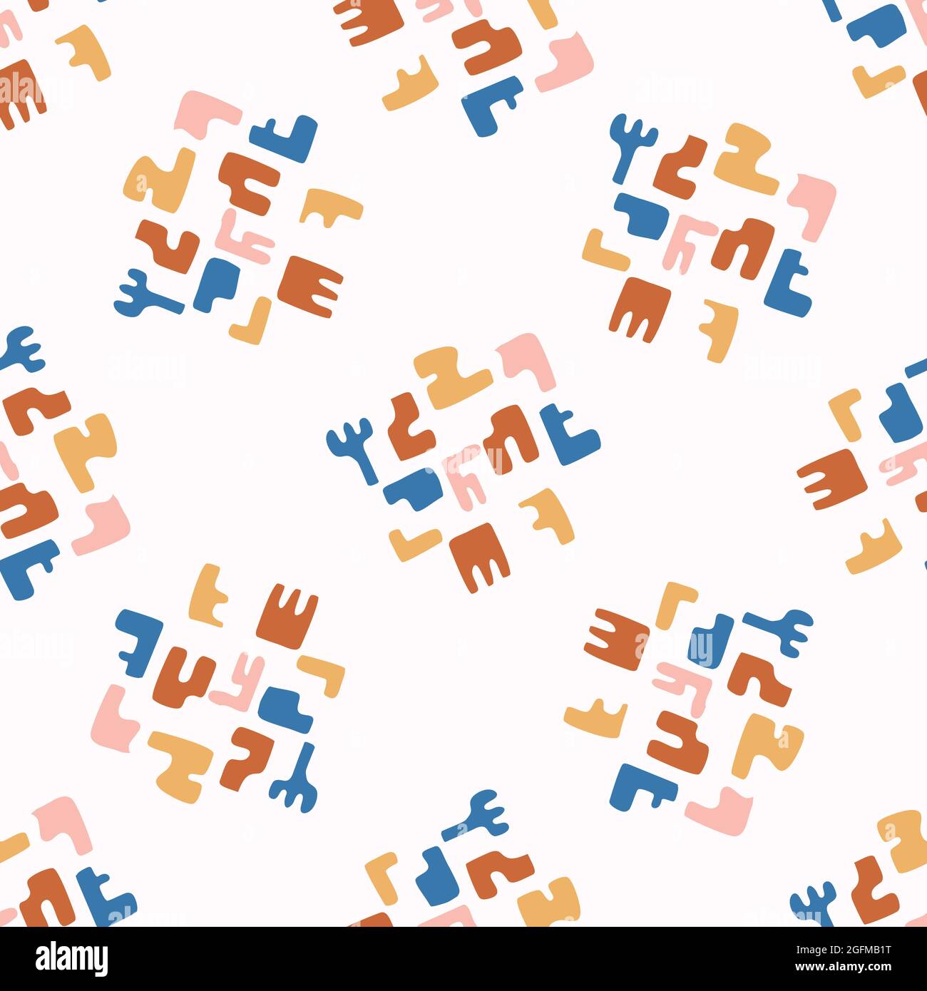 Abstract playful matisse style cut out shape pattern. Seamless modern ...