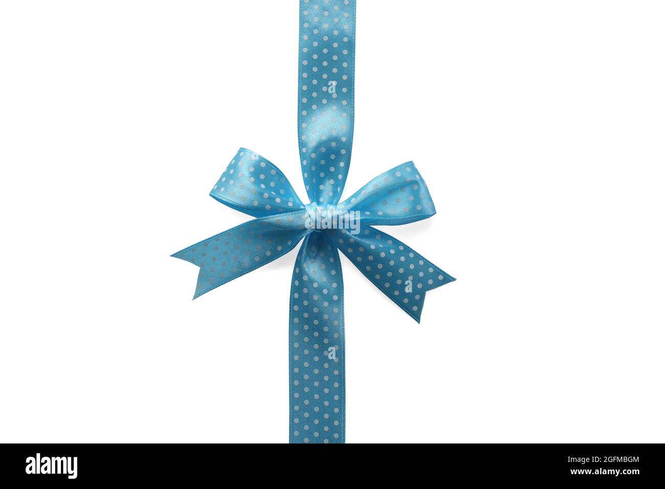 Beautiful blue ribbon with bow on white background Stock Photo - Alamy