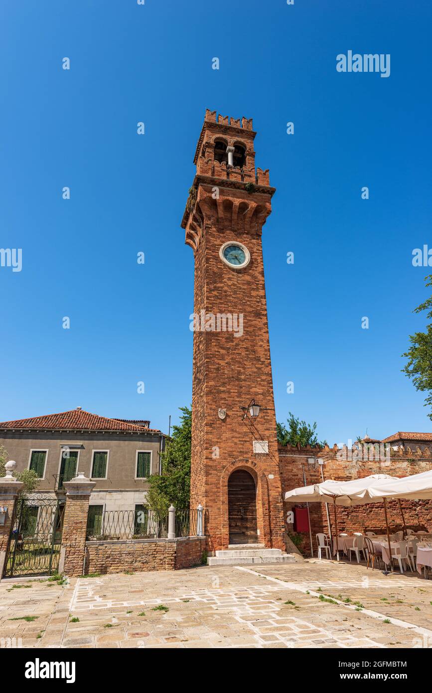 Ancient Civic Tower or Clock Tower in Murano island in medieval style ...