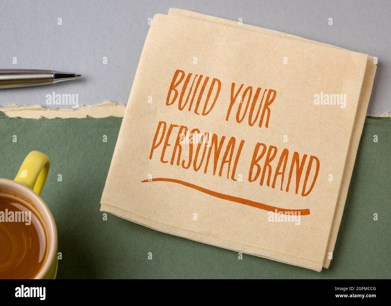 Build your personal brand motivational advice - handwriting on a napkin ...
