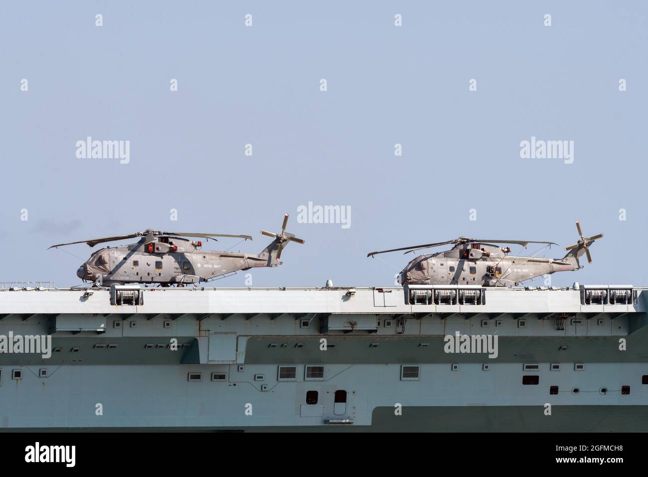 Merlin anti-submarine helicopters from 820 Naval Air Squadron on the ...