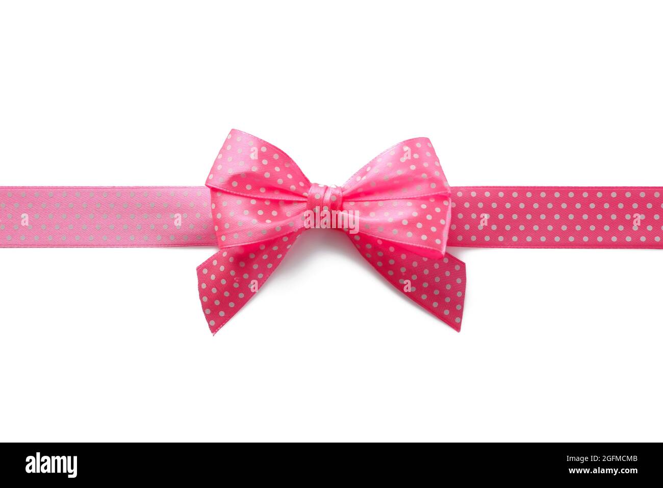 Beautiful pink ribbon with bow on white background Stock Photo - Alamy