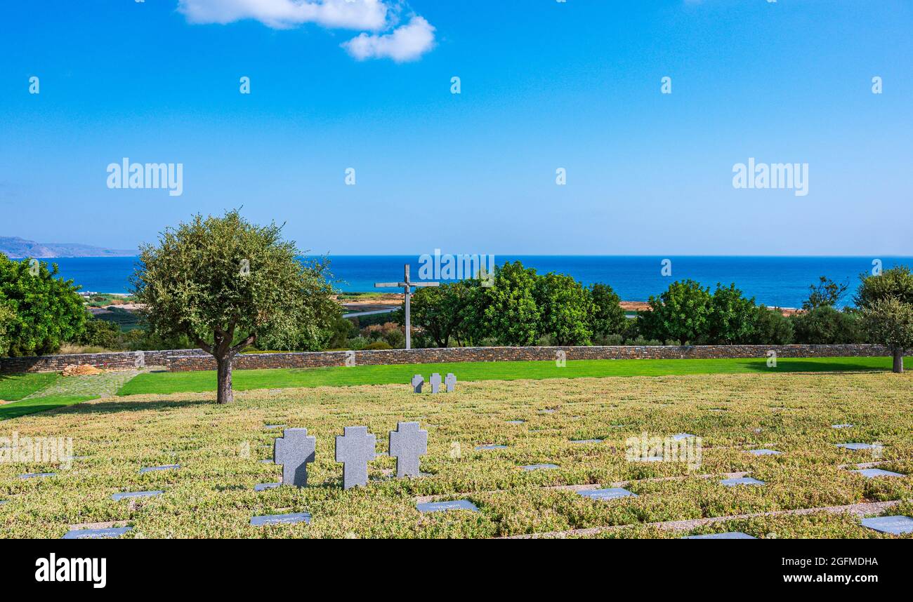 German Military War Cemetery, located in olive groves at Maleme close ...