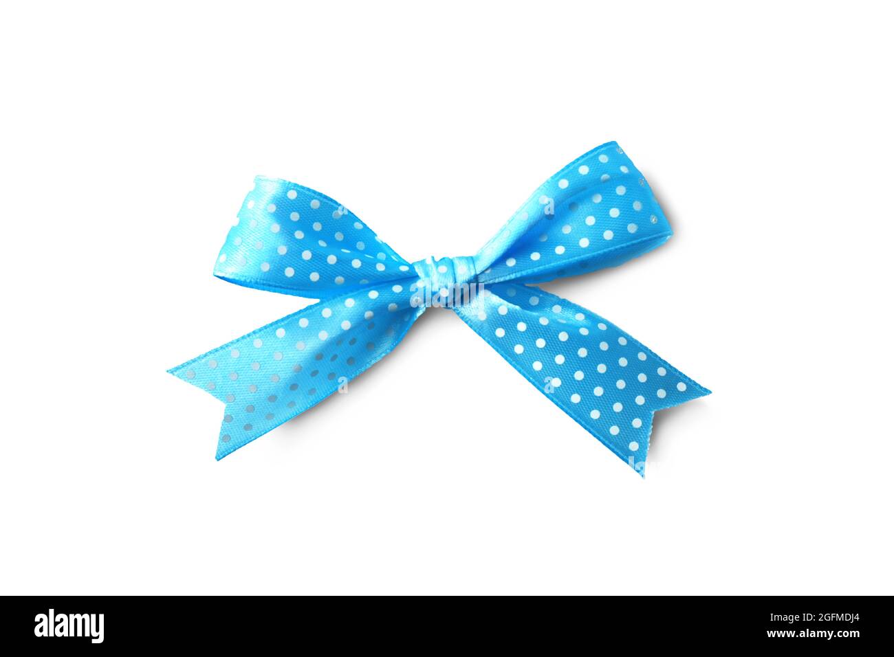 Beautiful blue bow with polka dot pattern on white background Stock ...