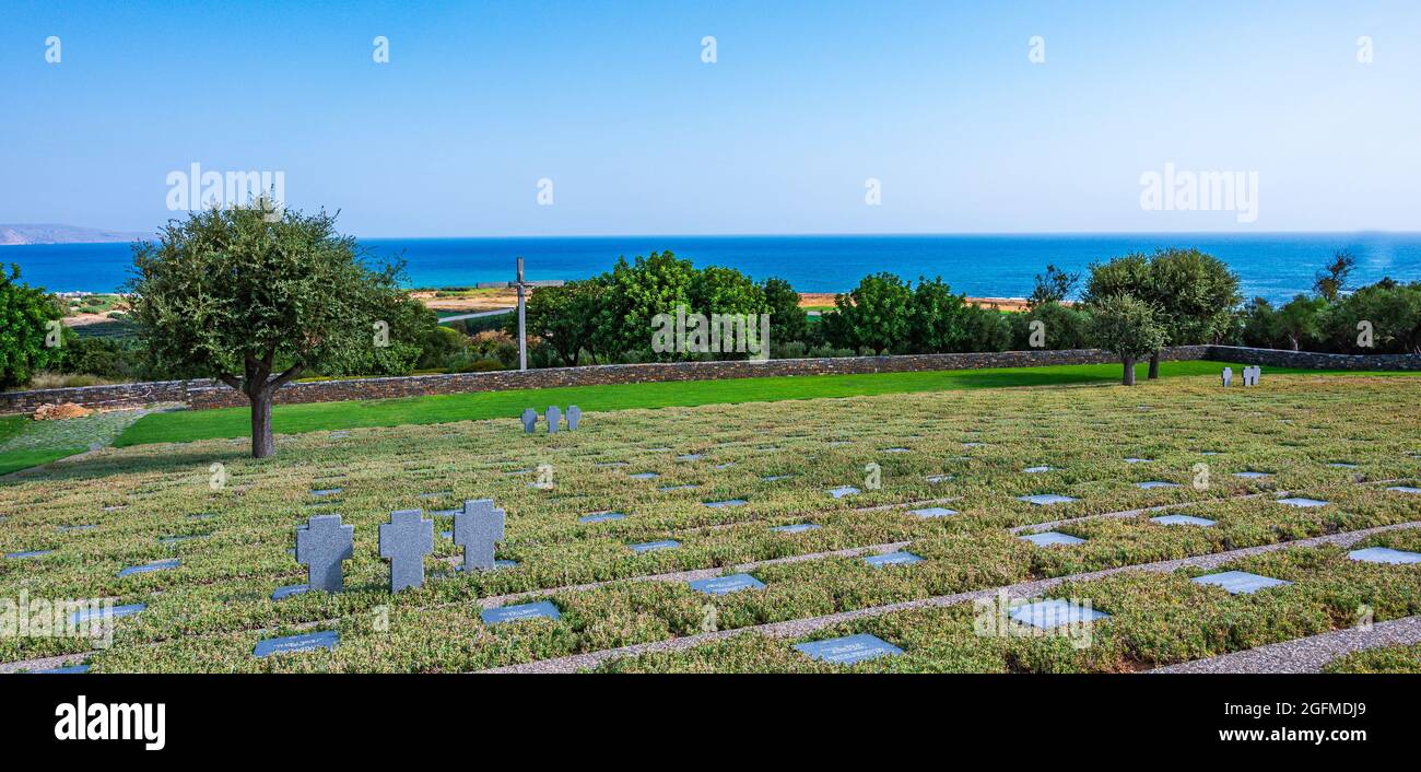 German Military War Cemetery, located in olive groves at Maleme close ...