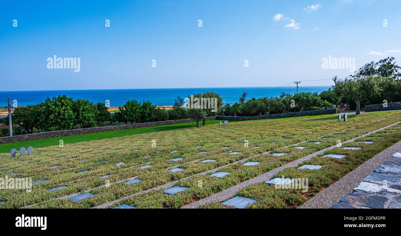 German Military War Cemetery, located in olive groves at Maleme close ...