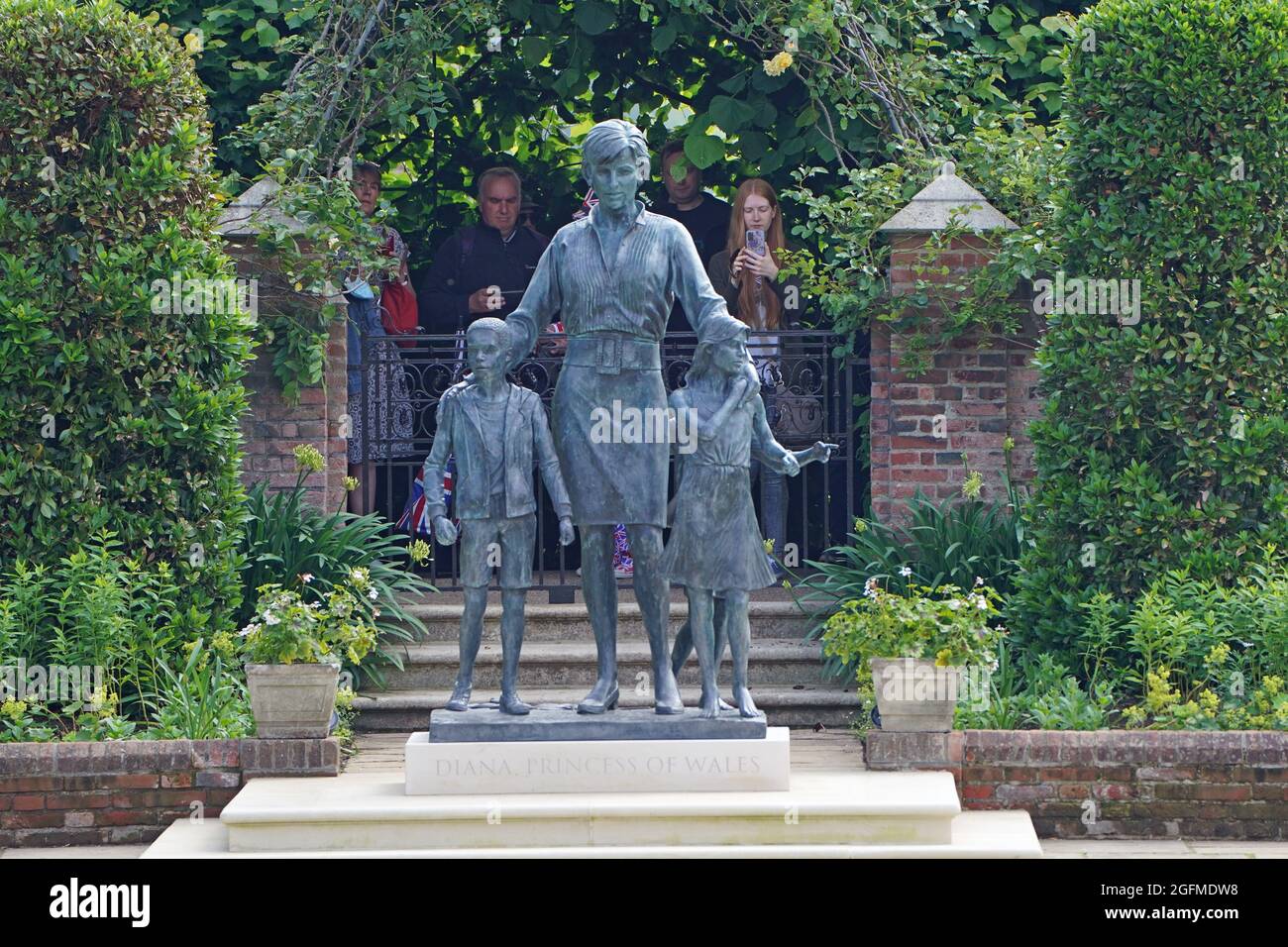 File photo dated 2/7/2021 of Members of the public view the statue of ...