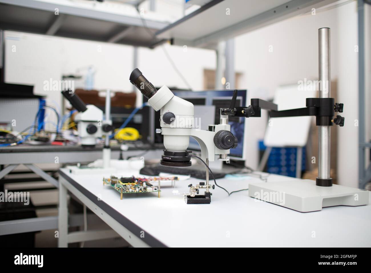 Microscope and electronic board in Scientific research tech Laboratory ...